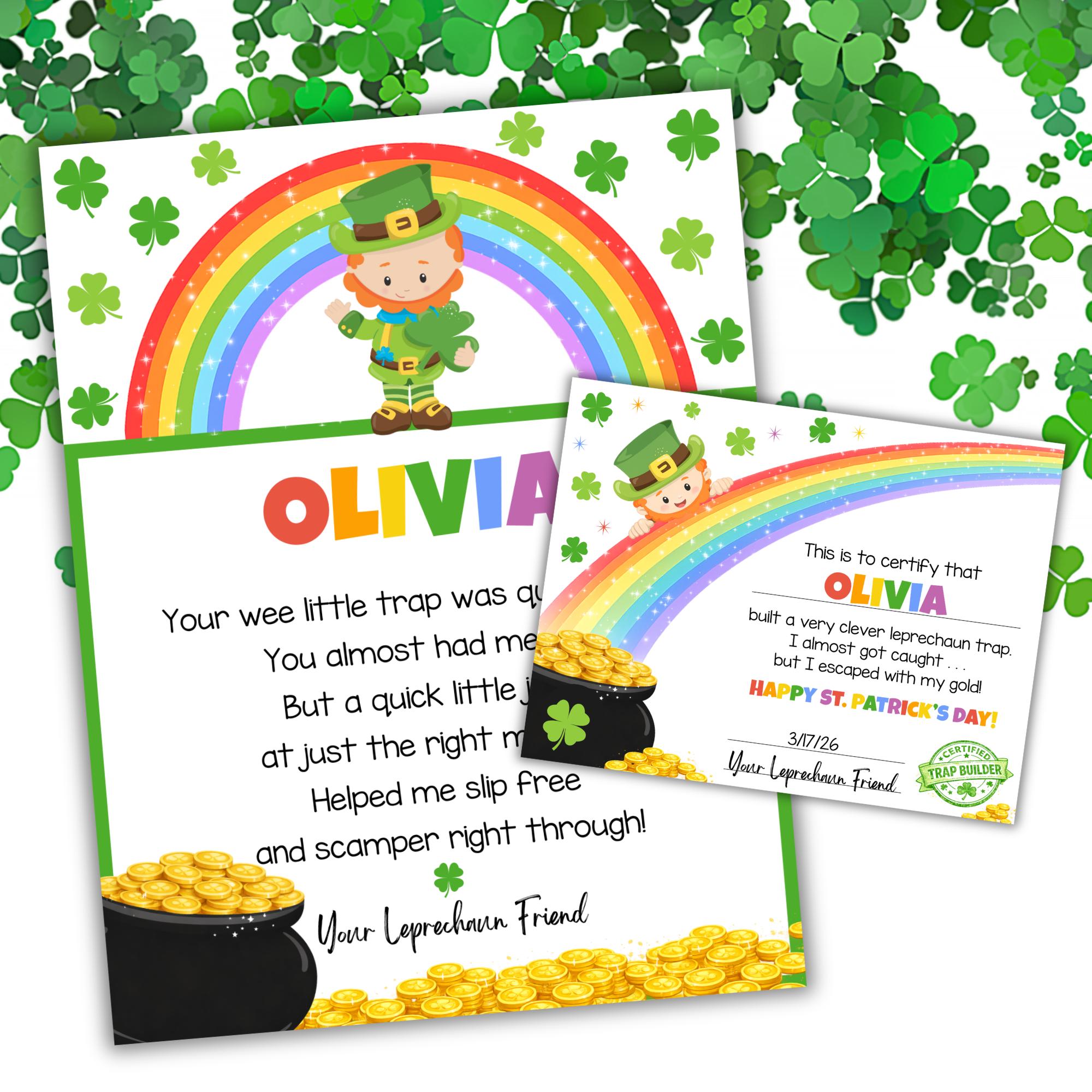 Leprechaun Letter & Certificate Printable | St. Patrick's Day Note ...