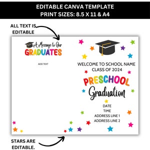 Editable Preschool Graduation Program - Canva Editable - Instant ...