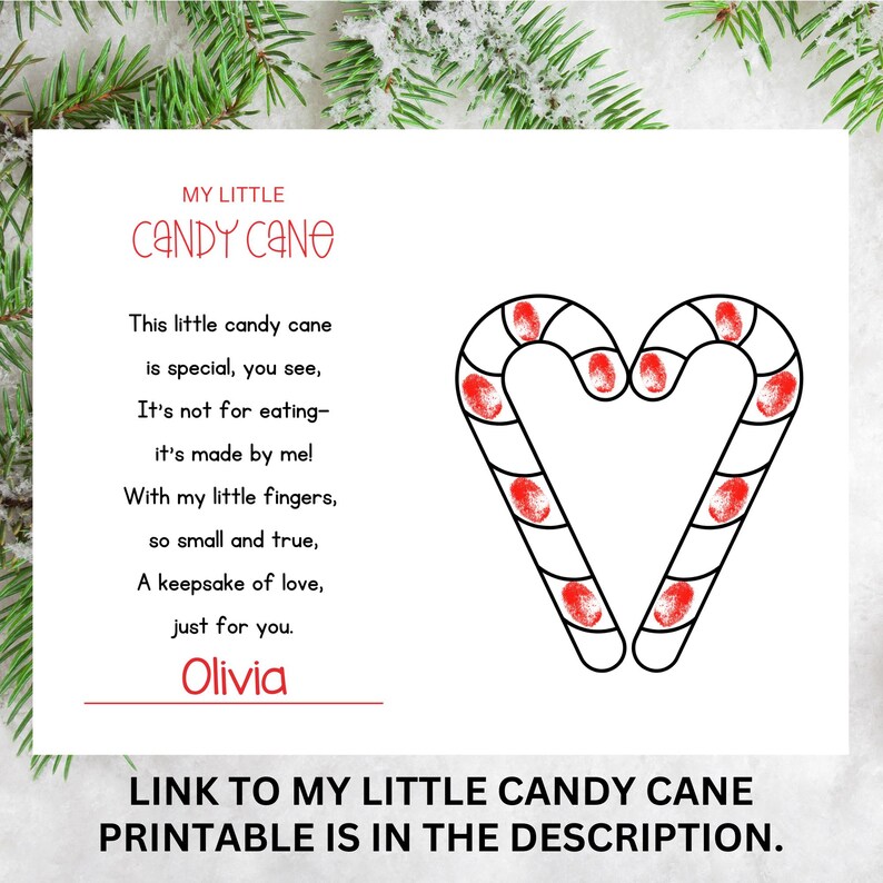 Candy Cane Poem Fingerprint Art: Holiday Keepsake Craft (instant ...