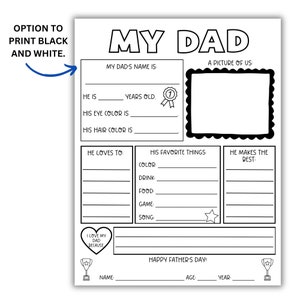 All About My Dad Printable: Father's Day Activity (PDF Download) - Etsy
