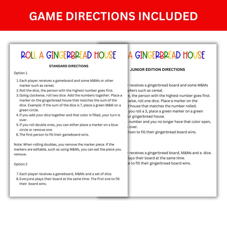Roll a Gingerbread House Printable, Christmas Party Game, Holiday ...
