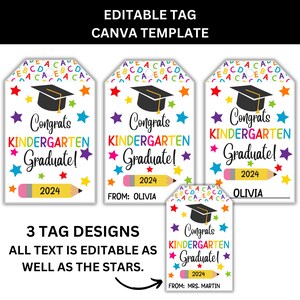 Editable Kindergarten Graduation Gift Tag, End of the Year Gift Tags ...