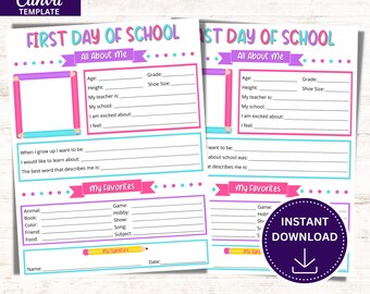 Back to School Printable First Day of School Questionnaire - Etsy