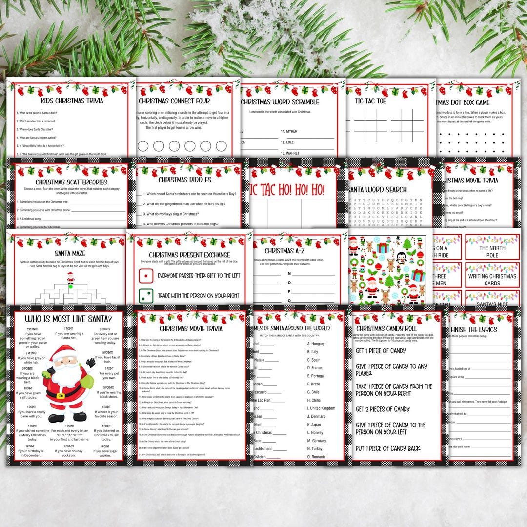 Christmas Party Game Bundle, Printable Holiday Games, Instant Download ...