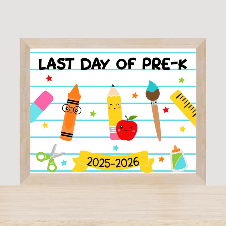 Pre-k First and Last Day Sign: Photo Prop Printable (PDF Download) - Etsy