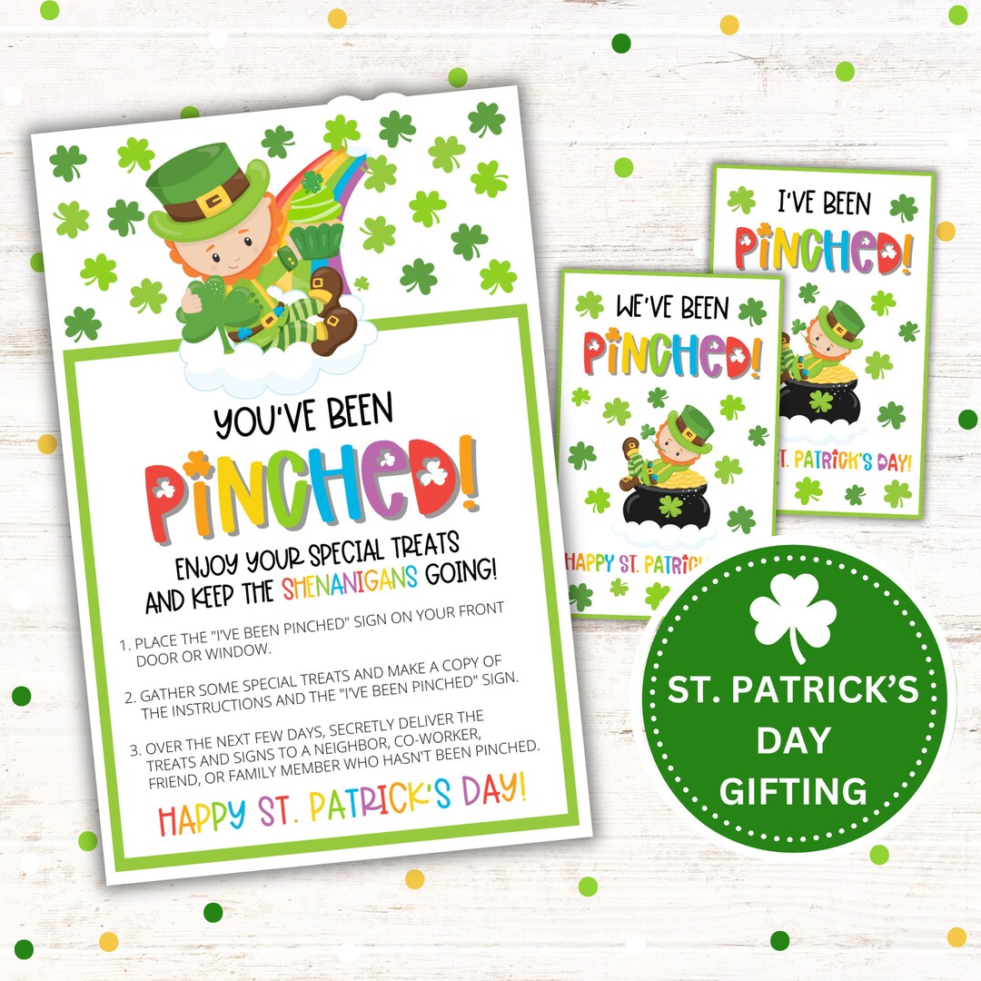You've Been Pinched Signs, St. Patrick's Day Printable, Leprechaun ...