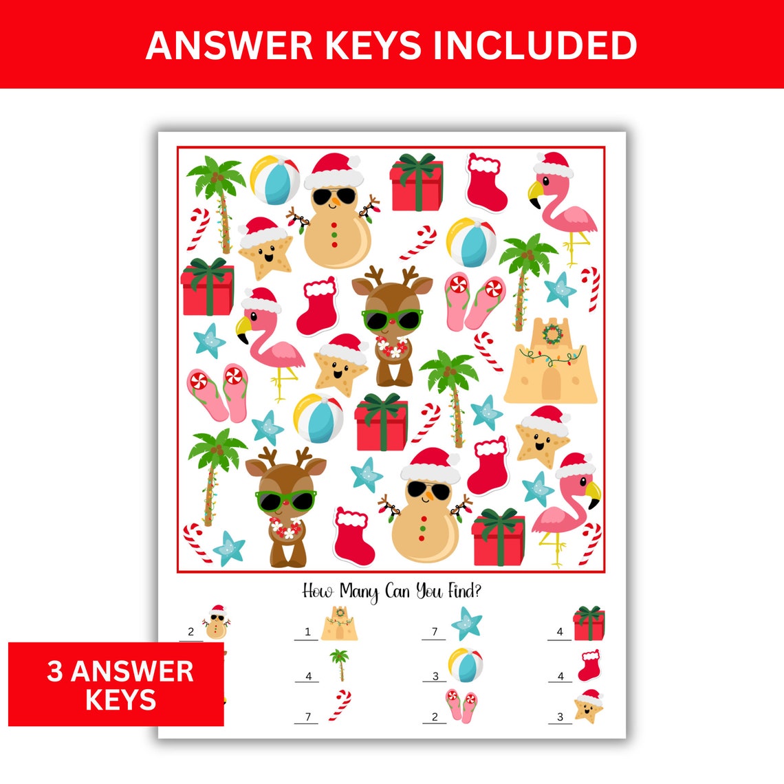 Christmas How Many Can You Find Printable | Christmas in July Activity ...