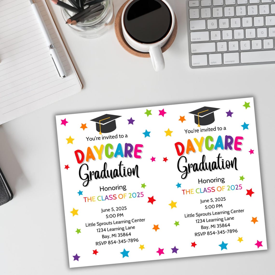 Editable Daycare Graduation Invitation, Canva Template, 8.5x11 & A4 ...