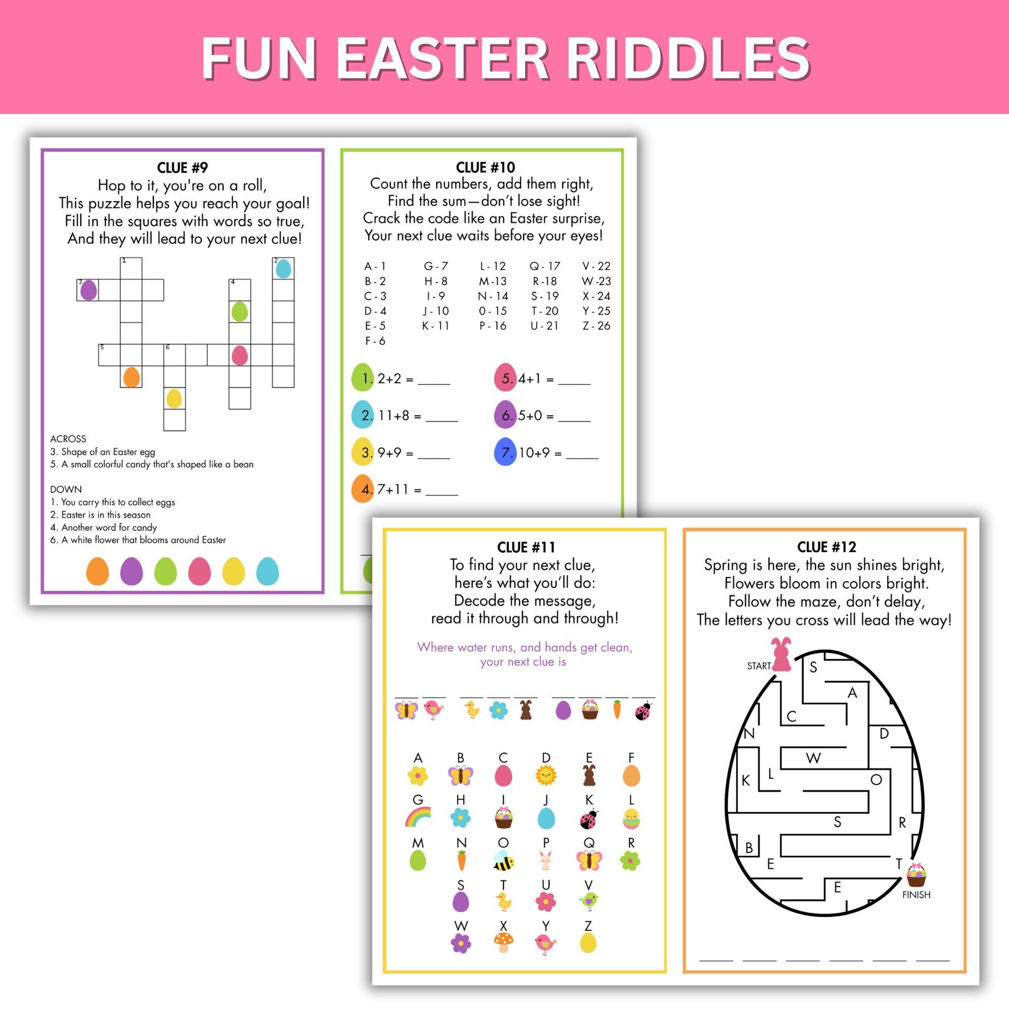 Printable Easter Egg Scavenger Hunt: Riddle Clues for Tweens & Teens ...