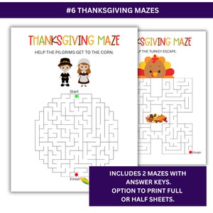 Printable Thanksgiving Game and Activity Bundle Instant Download 8 Fun ...