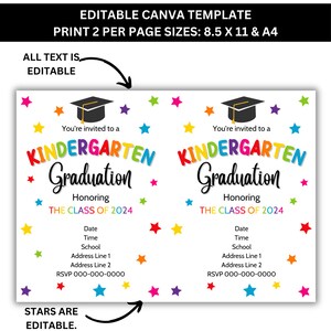Kindergarten Graduation Invitation Graduation Ceremony Canva Editable ...