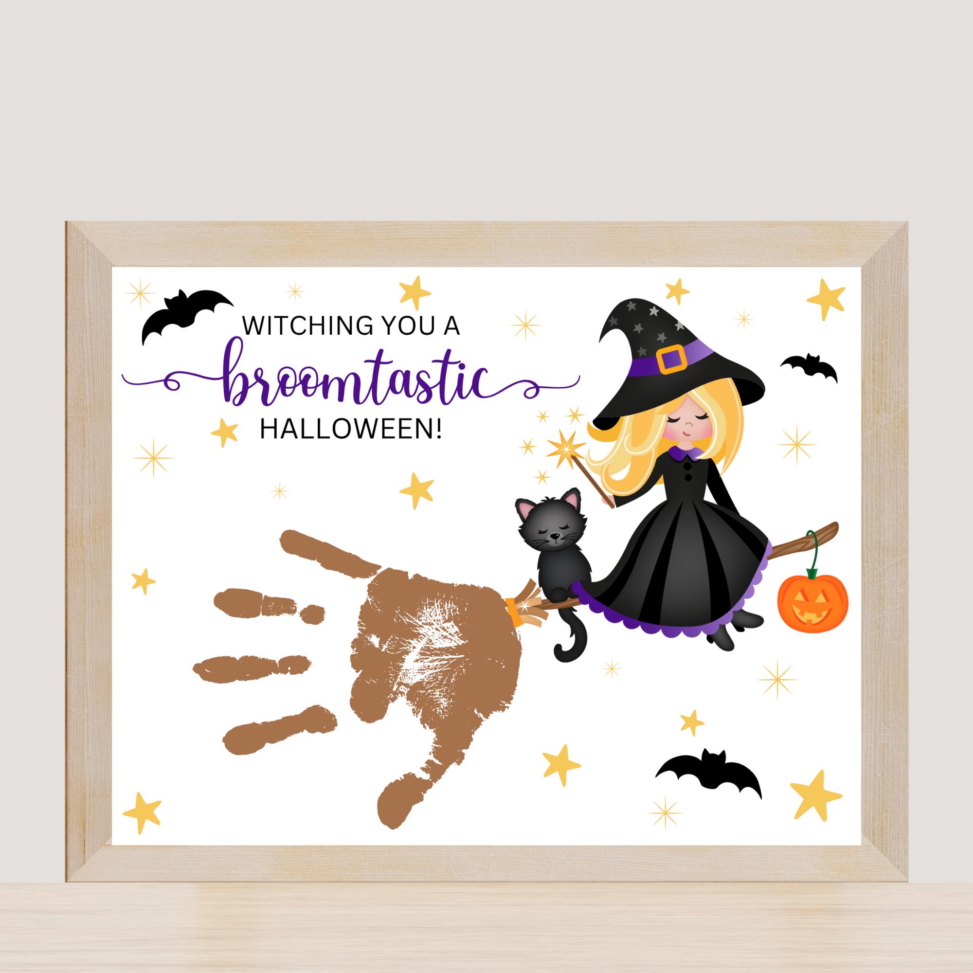 Witch Handprint Craft: Broomtastic Halloween Kids Art (PDF Download) - Etsy