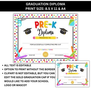 Editable Pre-k Graduation Bundle: Invitation, Diploma, Program (canva ...