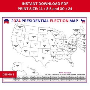 2024 Presidential Election Printable, Election Night Game, Electoral ...