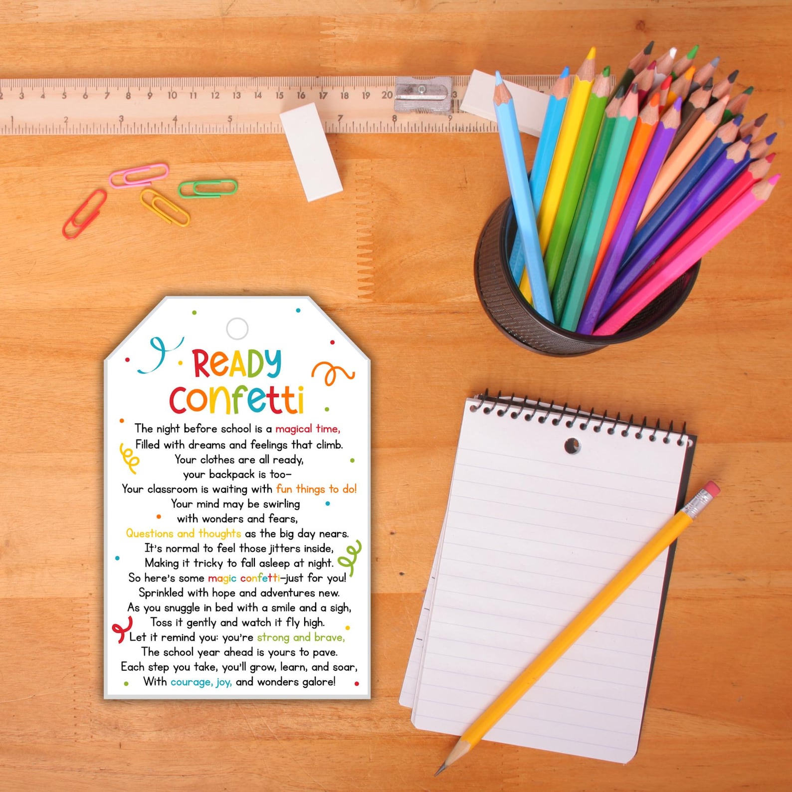 Ready Confetti Poem and Tag Printable, Back to School Gift (PDF) - Etsy