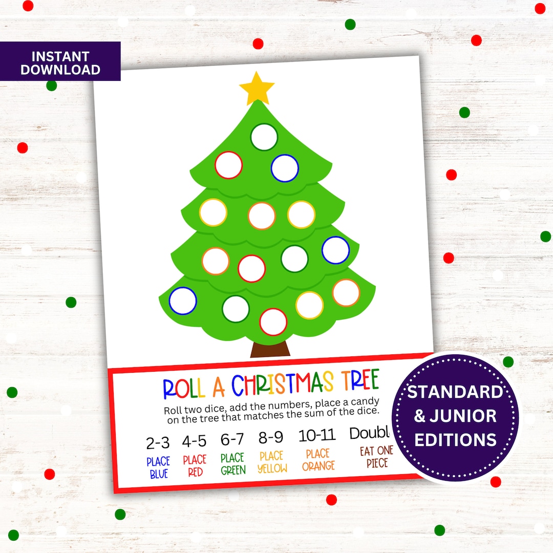 Printable Roll a Christmas Tree Game Standard & Junior Editions Holiday ...
