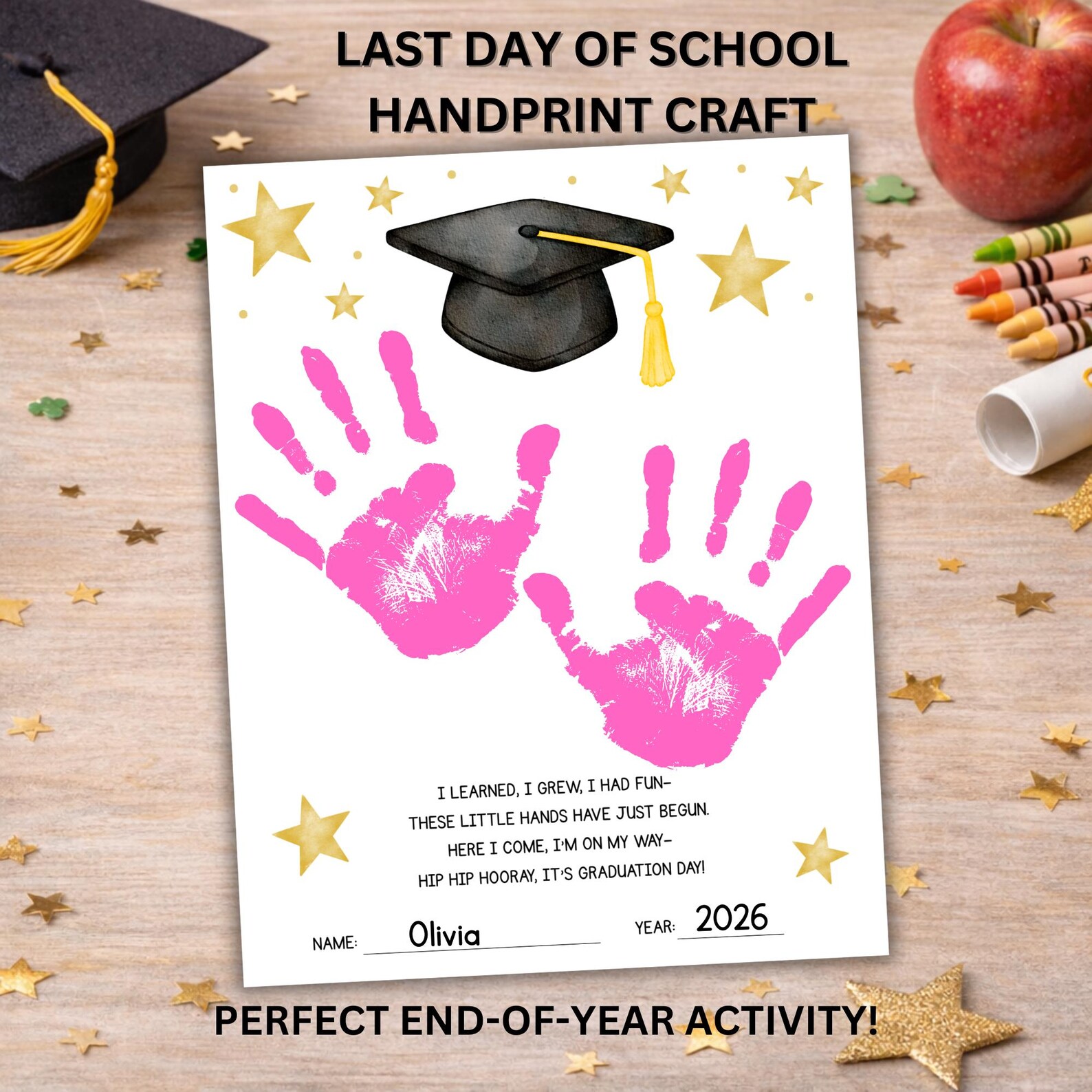 Kindergarten Graduation Handprint Poem Printable, Last Day of School ...