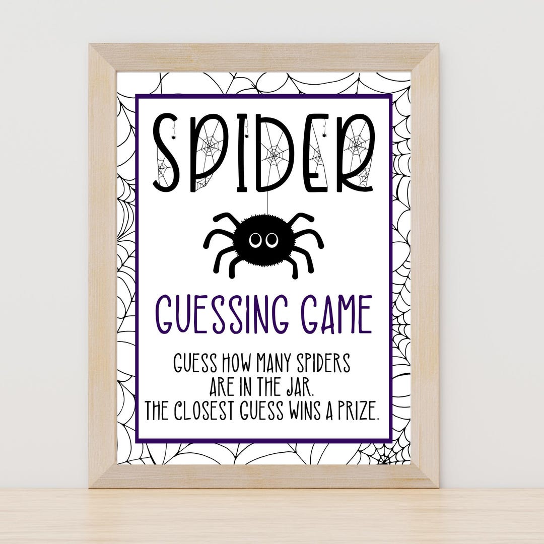 Halloween Spider Guessing Game: Printable Party Activity (instant ...