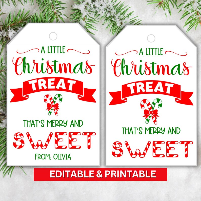 Christmas Treat Tags | Editable Canva Template (instant Download) - Etsy