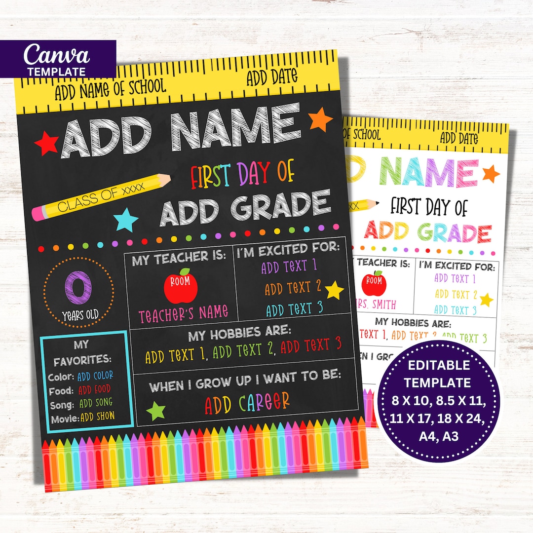 Editable Back to School Sign, First Day & Last Day of School Sign ...