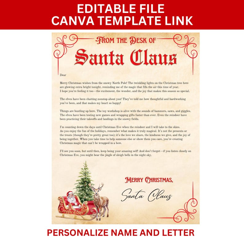 Letter From Santa & Nice List Certificate, Editable Christmas Printable ...
