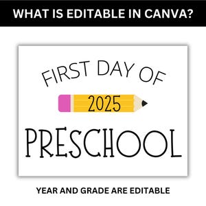 Editable First & Last Day of School Sign Template: Canva PDF (digital ...