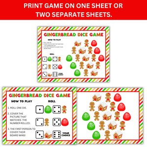 Gingerbread Dice Game Printable - Holiday Activity for Kids - Instant ...