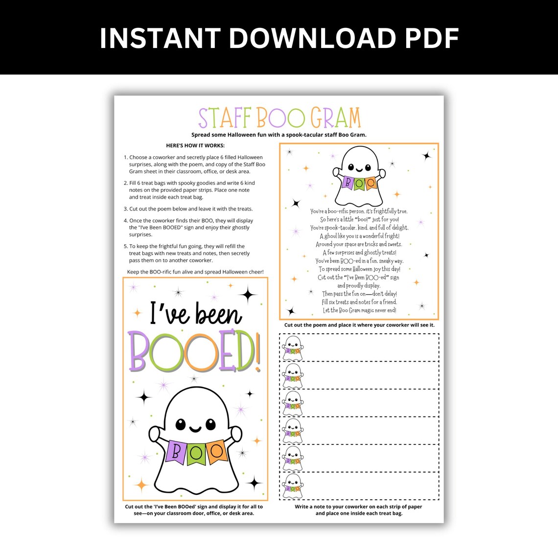 Staff Boo Gram Printable: Halloween Office Game (PDF Download 8.5x11 ...