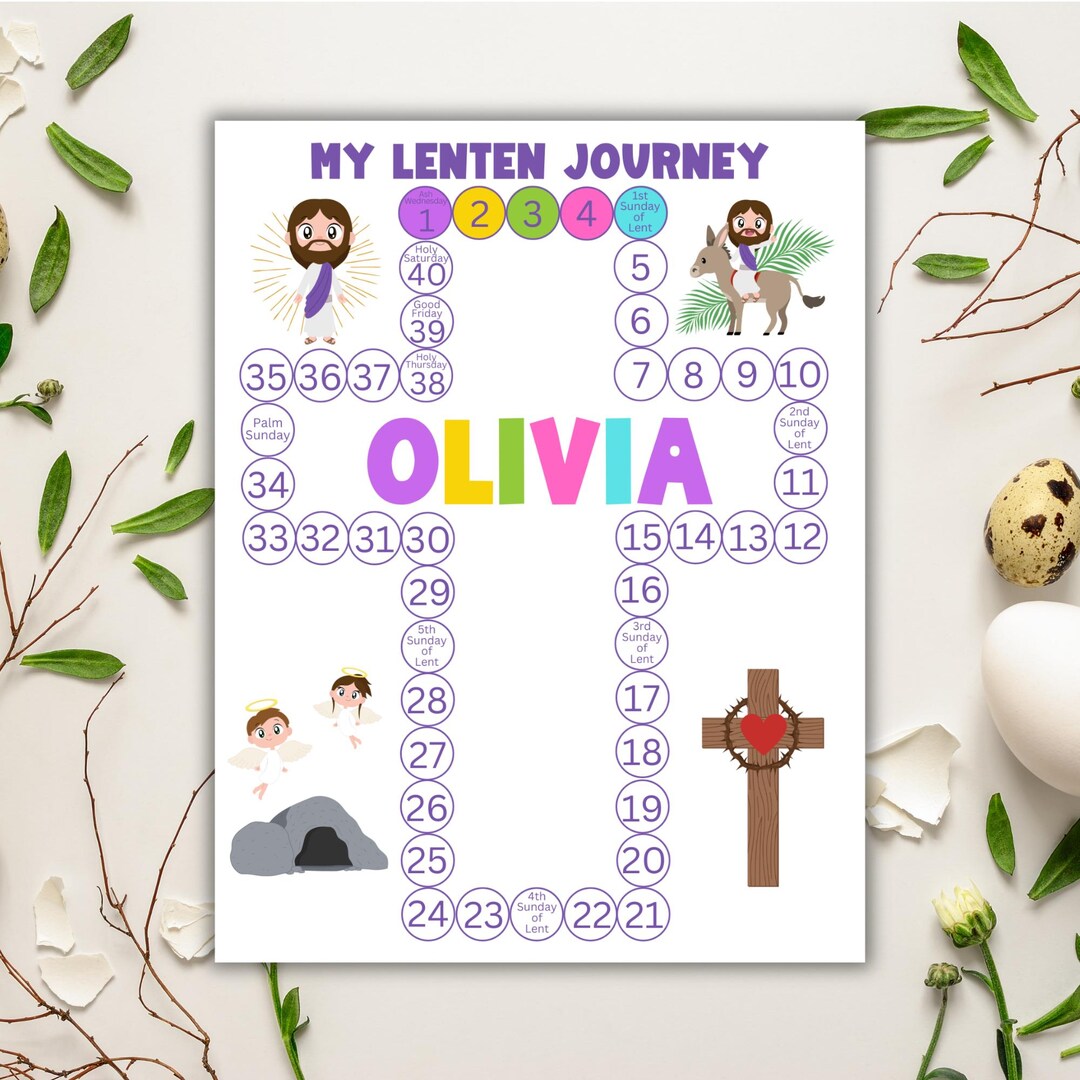 Lenten Countdown for Kids - My Lenten Journey - 40-day Lent Coloring ...