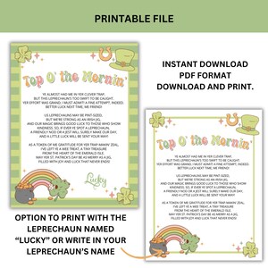 Leprechaun Letter Editable, Instant Download PDF, St. Patrick's Day ...