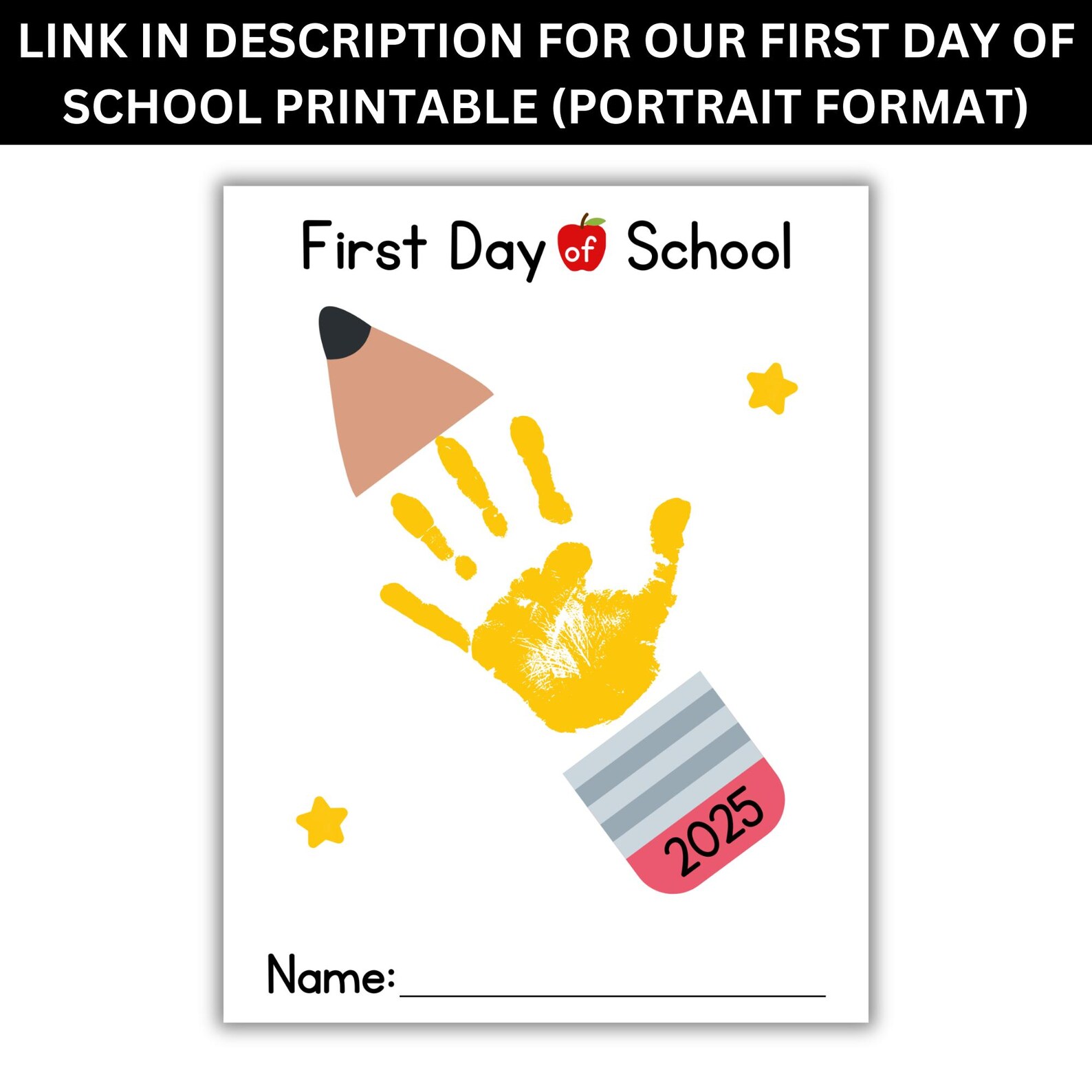 First Day of School Handprint Craft: Pencil Keepsake (PDF Download ...