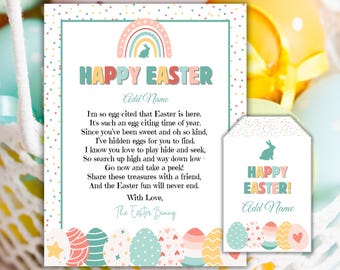Editable Easter Bunny Letter for Kids, Custom Printable Note From the ...