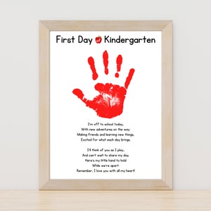 Kindergarten Handprint Art: First Day Keepsake Poem (digital Download ...