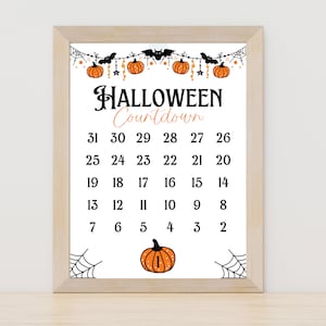 Halloween Countdown Printable Halloween Decor Instant Download PDF Two ...