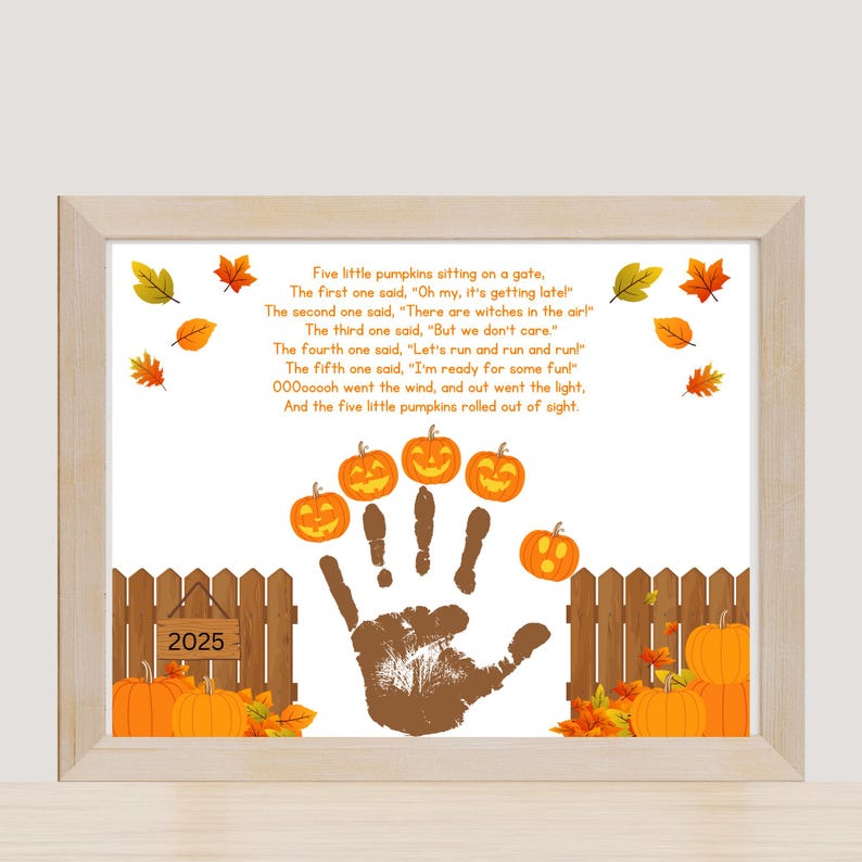 Five Little Pumpkins Handprint Poem, Fall Craft for Kids, Instant ...