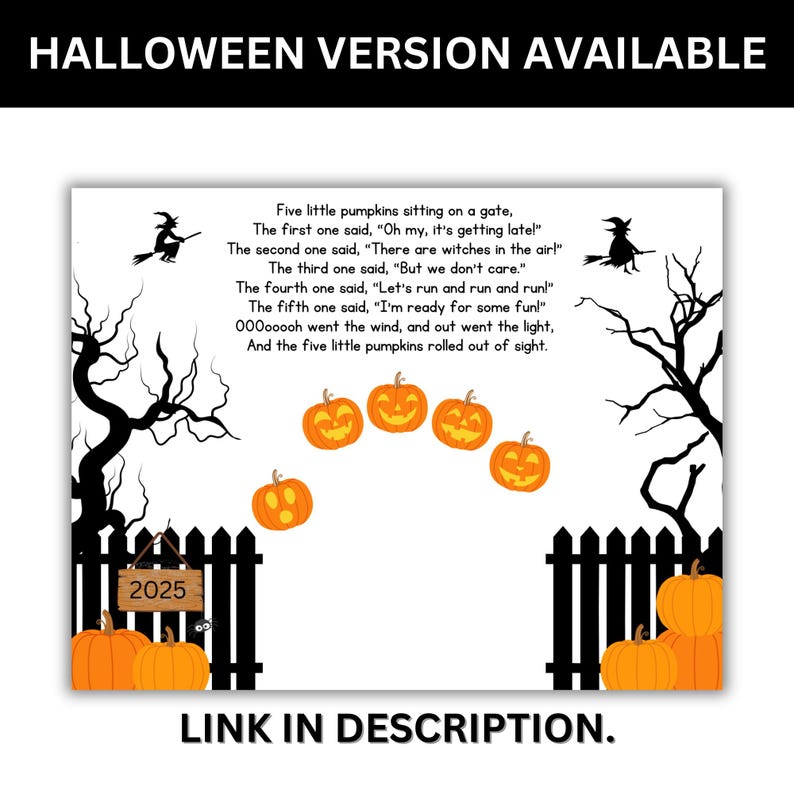 Five Little Pumpkins Handprint Poem, Fall Craft for Kids, Instant ...