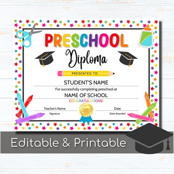 Preschool Graduation Certificate Template Free
