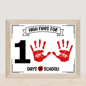 100th Day of School Handprint Craft Printable - "high Fives for 100 ...