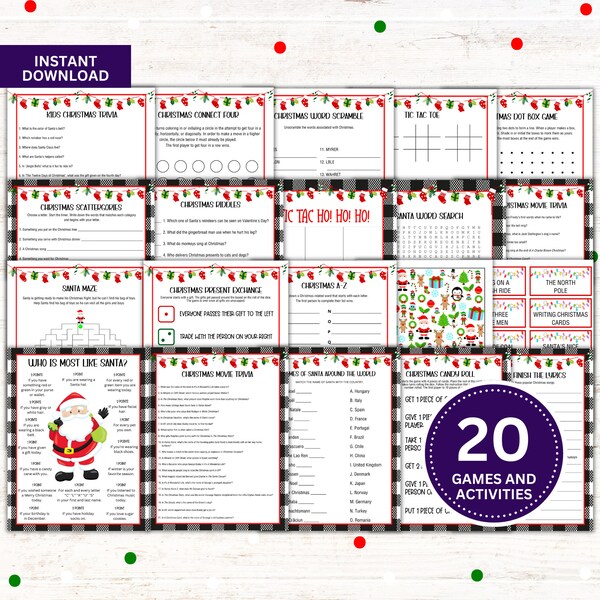 Christmas Games Printable - Etsy