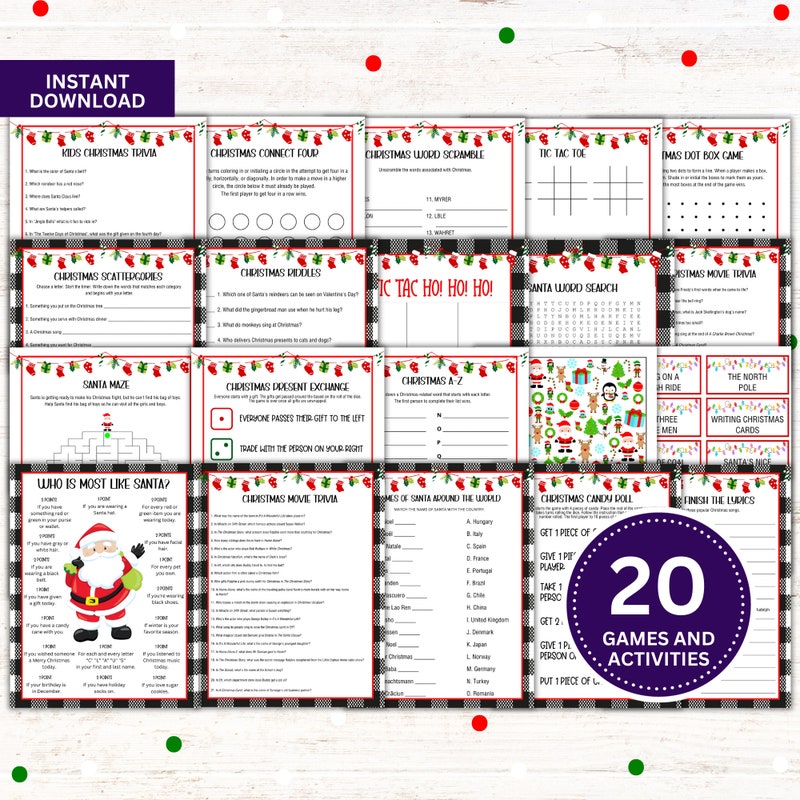 Christmas Games Printable - Etsy