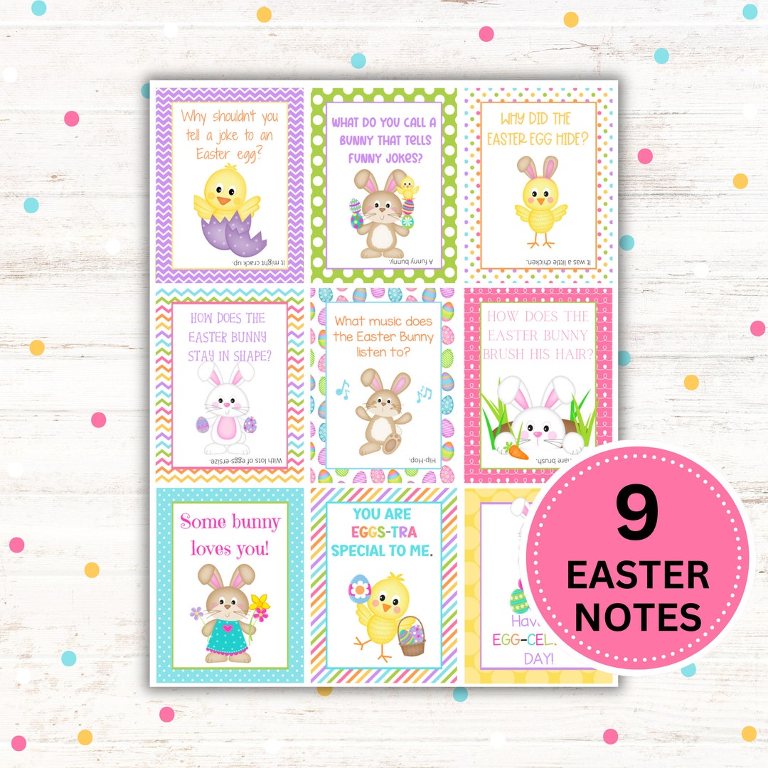 Easter Printable Lunchbox Notes 9 Easter Jokes & Encouragements Instant ...