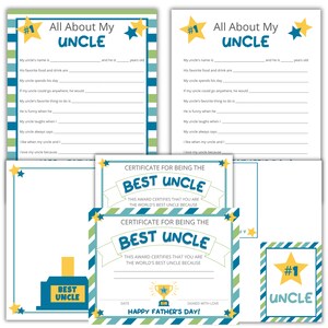 All About My Uncle Printable - Father's Day Gift - Instant Download PDF ...