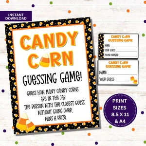 Candy Corn Guessing Game, Halloween Party Games, Printable Halloween ...