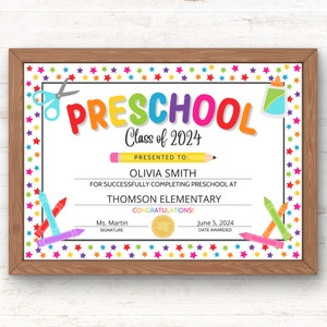 Editable Preschool Graduation Certificate, Preschool Graduation, Last ...