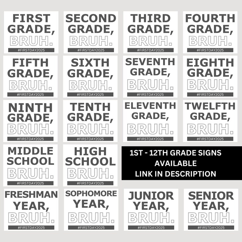 Senior Year Bruh Sign: Back to School Photo Prop (instant Download PDF ...