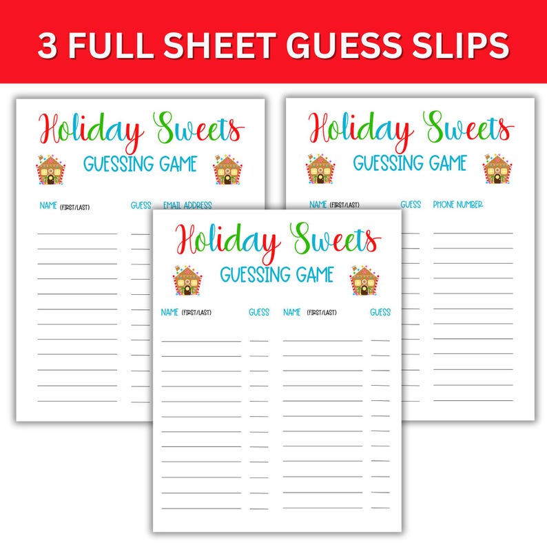 Holiday Sweets Guessing Game Printable | Christmas Party Game - Etsy