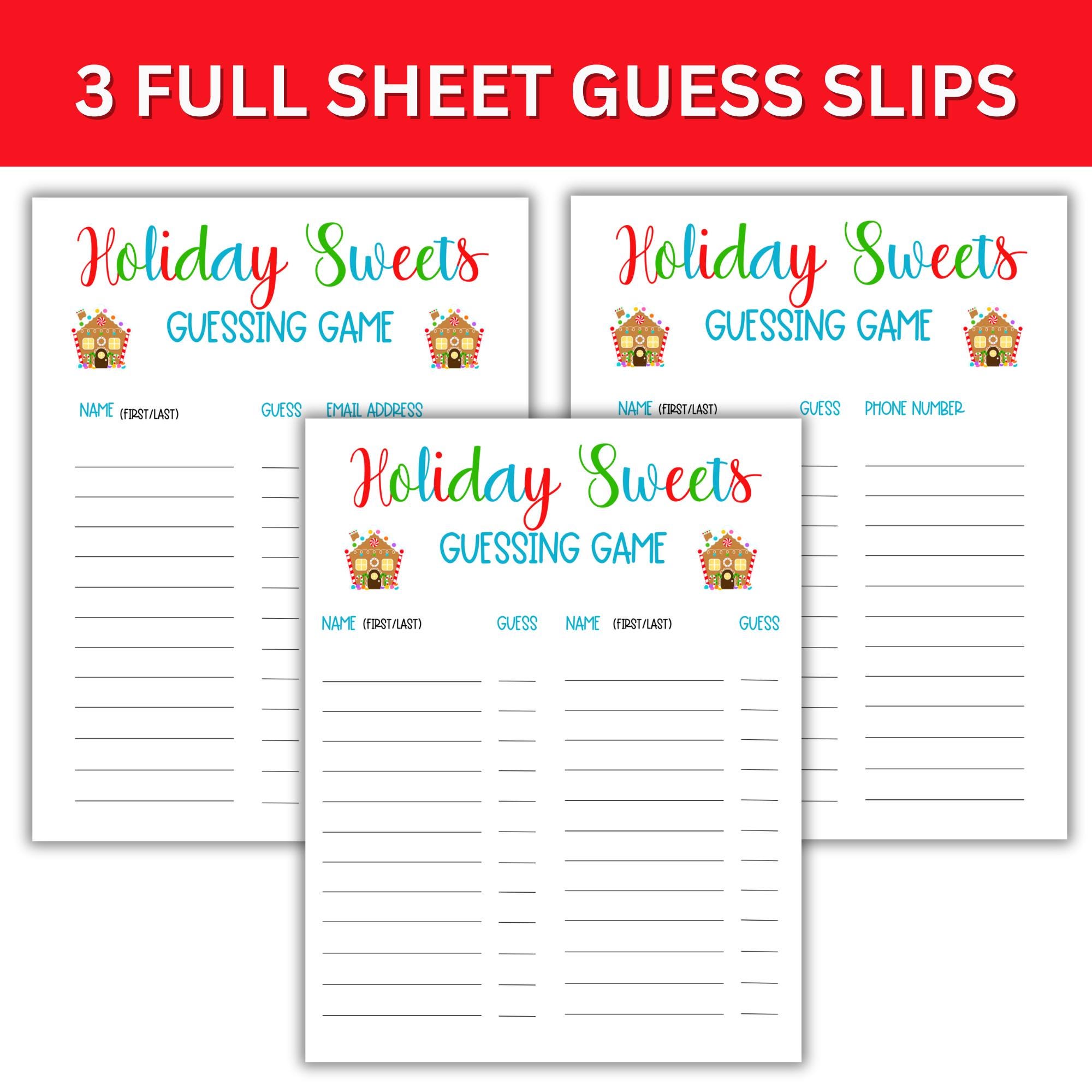 Holiday Sweets Guessing Game Printable | Christmas Party Game - Etsy