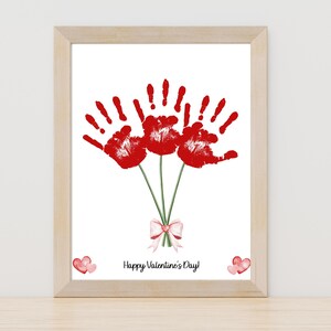 Valentine Handprint Craft for Kids, Valentine Flower Bouquet Activity ...