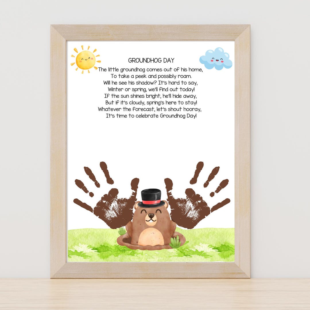 Groundhog Day Handprint Craft Printable | Punxsutawney Phil Activity ...