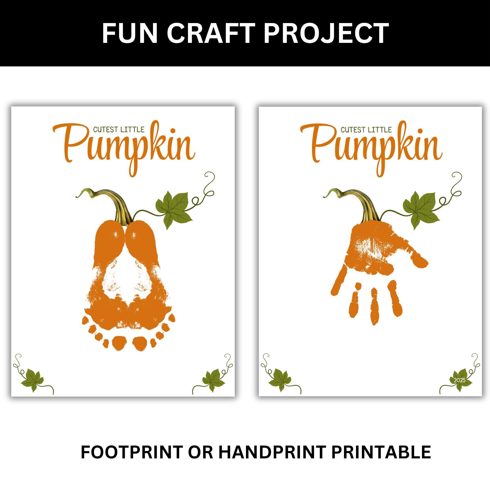 Cutest Little Pumpkin Printable, Fall Handprint or Footprint Craft ...